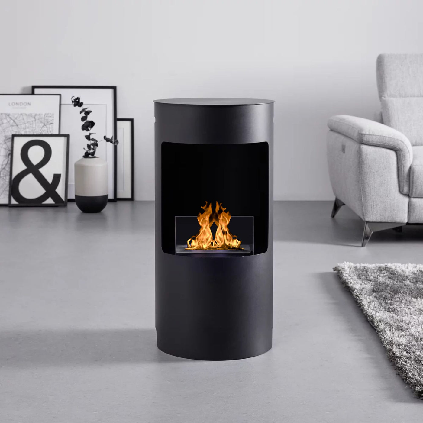 Vale Zwart Bio Ethanol Vrijstaand Kachel H80 CM